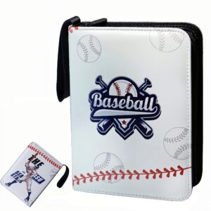 baseball card sleeves 3 ring binder.4 pocket card binder,card collection binder for tgg, basketball card binder,sport card binder storage collection protector—whit