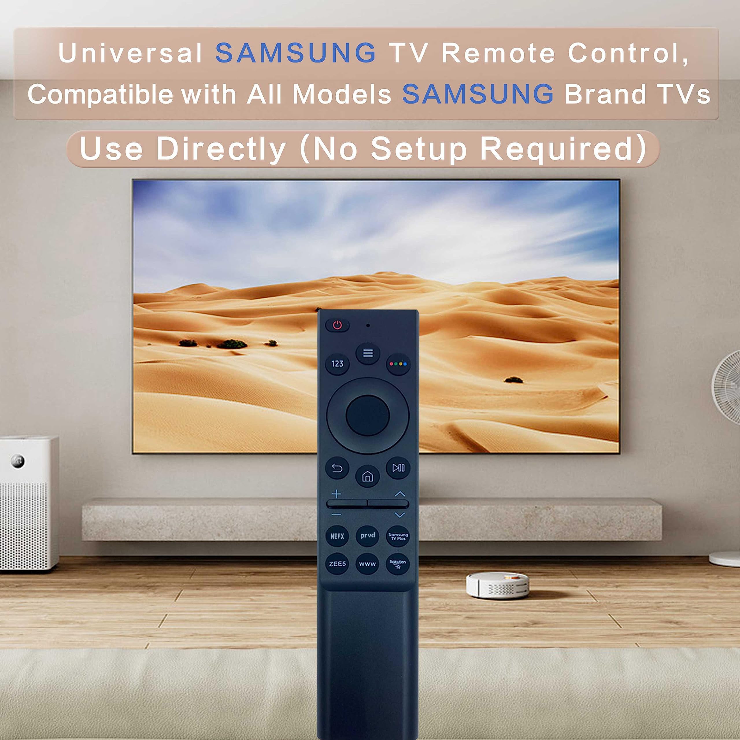 Universal Remote Control for Samsung Smart TV(LCD LED UHD QHD QLED TVS), with Netflix, Prime Video, ZEE5, WWW, Samsung TV Plus, Rakuten TV Buttons