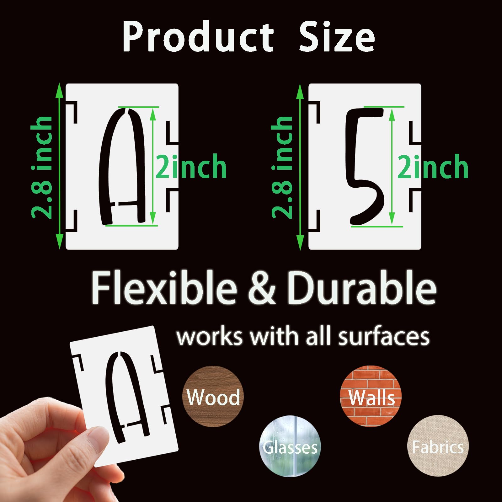 2 Inch Alphabet Letter Stencils, 42 Pcs Reusable Plastic Letters Numbers Symbol Interlocking Drawing Template Kit for Painting on Wood, Fabric, Rock, Chalkboard, Door Porch, Wall, Signage