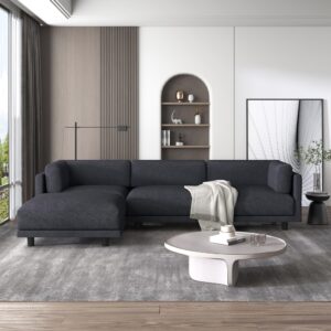 aiuyesuo modern l-shaped convertible sectional sofa with reversible chaise, linen fabric upholstery couch for living room office, sturdy wooden frame (gray-4)