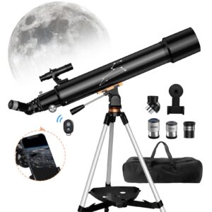 qniuco telescope, 80mm aperture 800mm telescopes for adults astronomy & kids & beginners, portable high powered refracting professional telescope with an adjustable tripod, a bag, a phone adapter