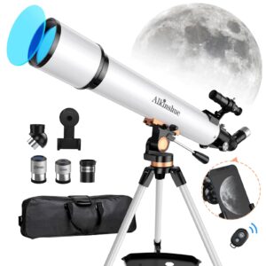 telescope,80mm aperture 800mm refractor telescope for beginners,mult-coated high powered refracting telescope with tripod &wireless control & carrying bag