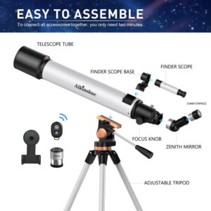 Telescope,80mm Aperture 800mm Refractor Telescope for Beginners,Mult-Coated High Powered Refracting Telescope with Tripod &Wireless Control & Carrying Bag