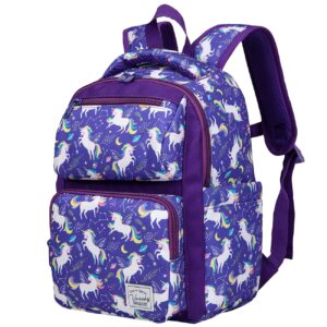 vaschy toddler backpack for girls, kids cute kindergarten daycare children 7l small backpack bookbag for school travel purple unicorn