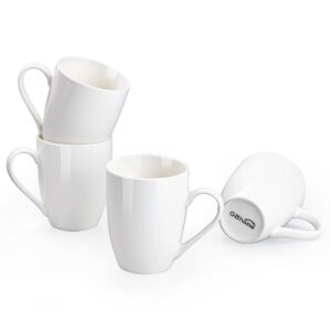 gbhome 12 oz off white coffee mugs, porcelain bulk coffee mugs with large handle for man, woman, light weight coffee mugs set of 4 for latte/cappuccino/cocoa/milk, dishwasher & microwave safe