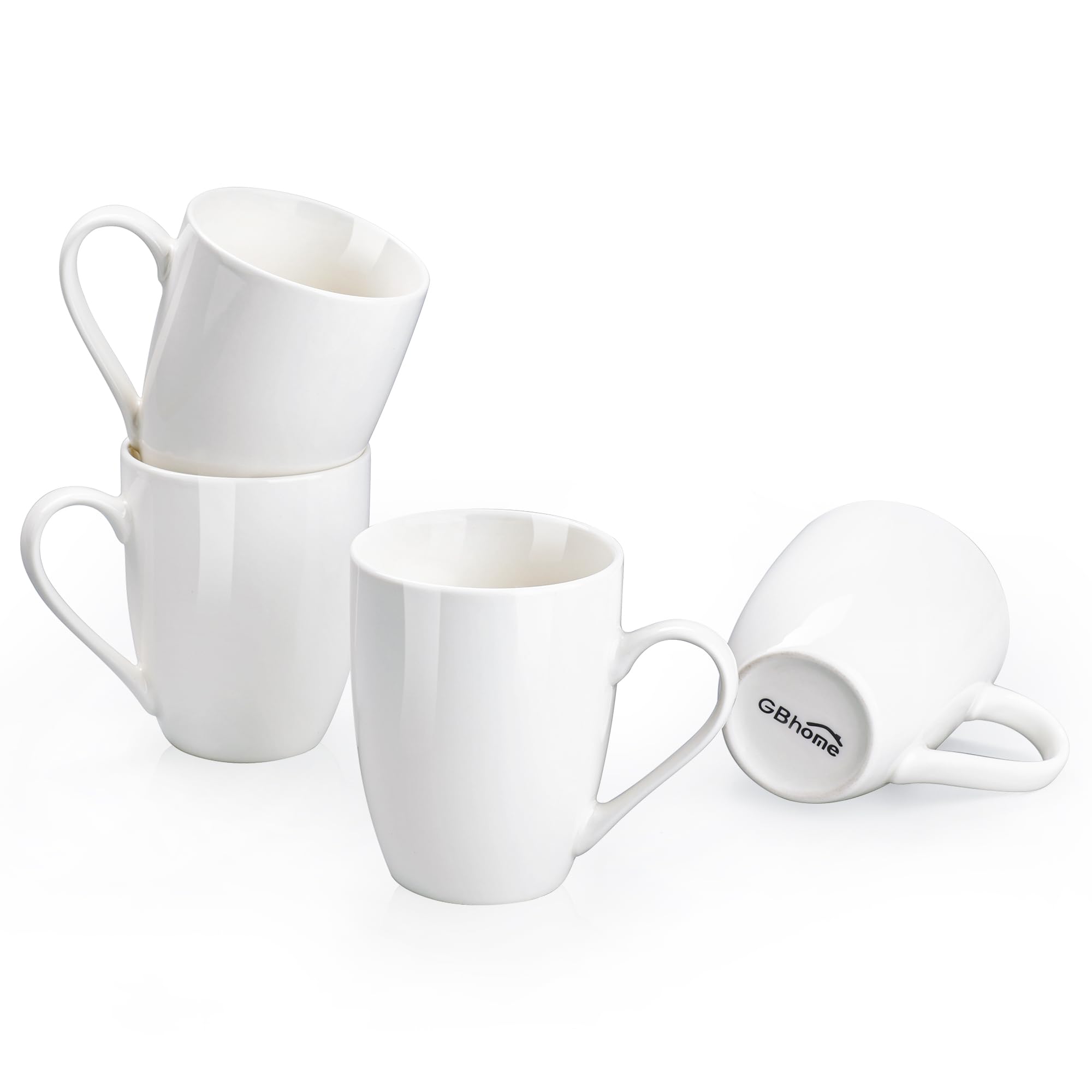 GBHOME 12 OZ Off White Coffee Mugs, Porcelain Bulk Coffee Mugs with Large Handle for Man, Woman, Light Weight Coffee Mugs Set of 4 for Latte/Cappuccino/Cocoa/Milk, Dishwasher & Microwave Safe