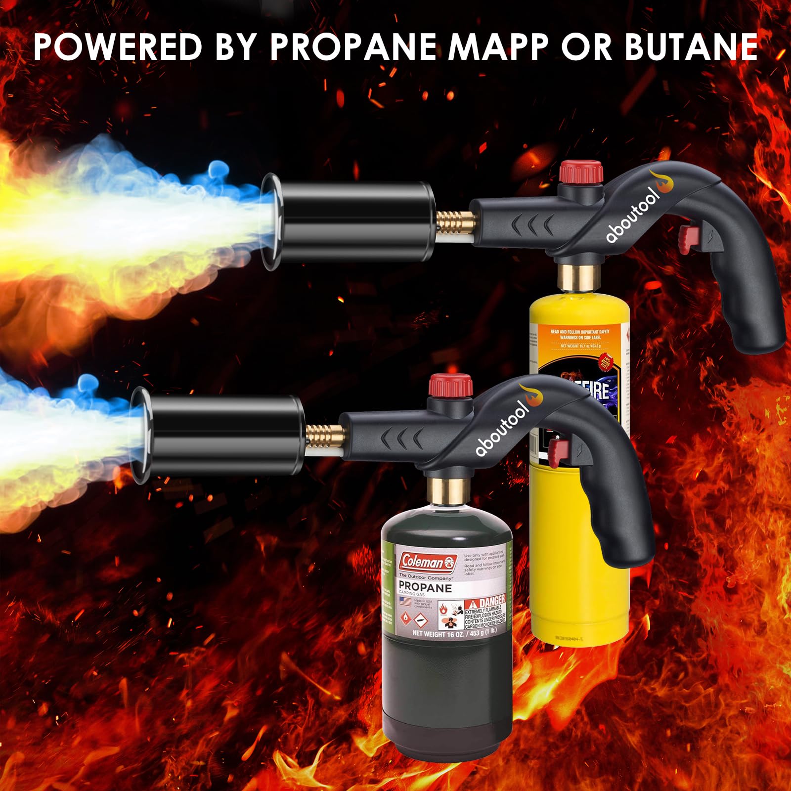 Aboutool Propane Cooking Torch, Torch Head for Propane Tank with Igniter Searing Torch for Sous Vide Charcoal Torch Lighter BBQ Grill Flame Thrower Campfire Starter (Propane Tank Not Included)