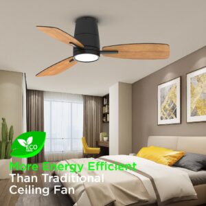 TALOYA Ceiling Fan with Lights and Remote Control 42 inch Multifunctional Quiet Fan with Three Color Temperature and High Brightness Light and Reversible Blades