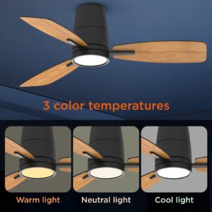 TALOYA Ceiling Fan with Lights and Remote Control 42 inch Multifunctional Quiet Fan with Three Color Temperature and High Brightness Light and Reversible Blades