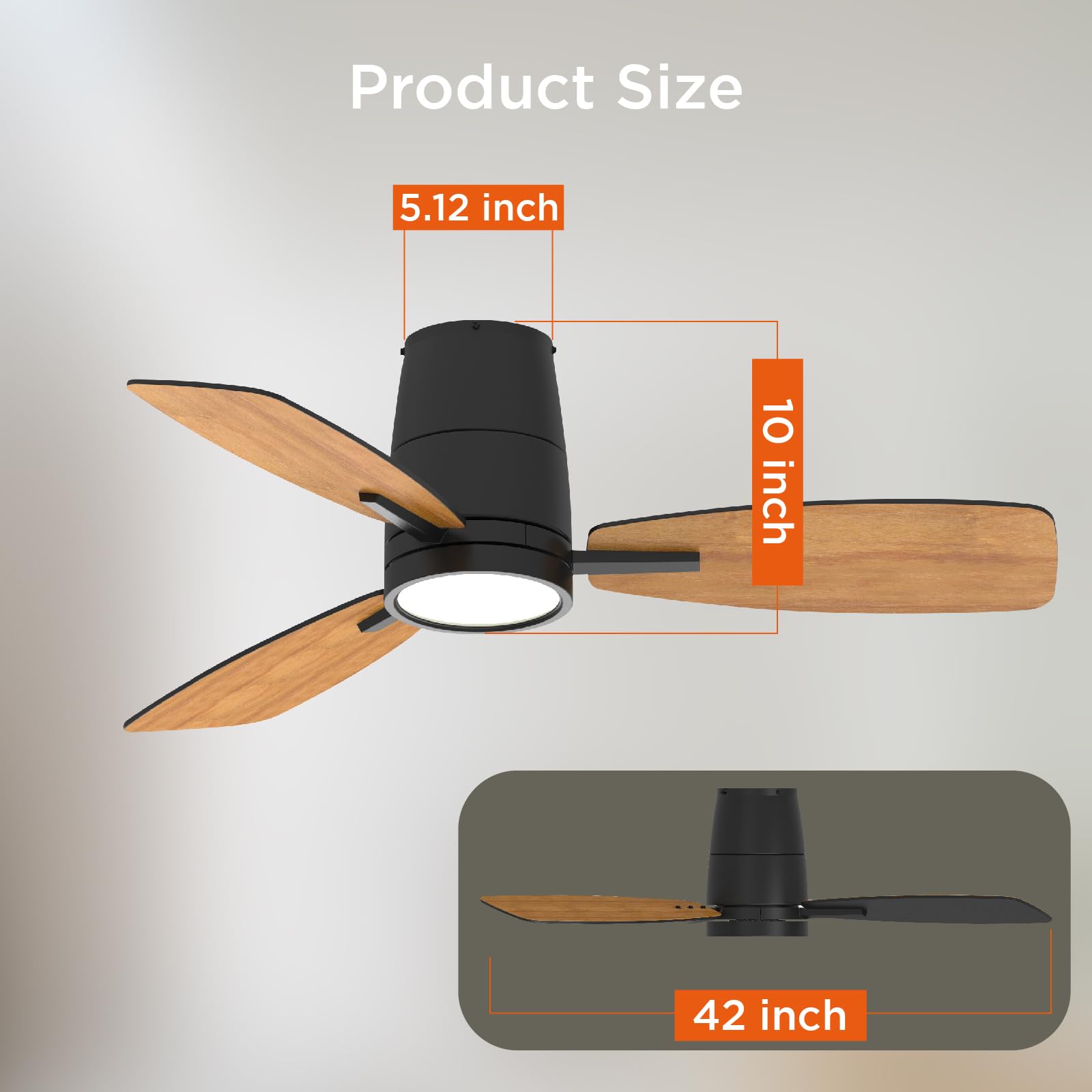 TALOYA Ceiling Fan with Lights and Remote Control 42 inch Multifunctional Quiet Fan with Three Color Temperature and High Brightness Light and Reversible Blades