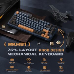 RK ROYAL KLUDGE H81 Wireless Gaming Keyboard, Knob Control Triple Mode BT5.1/2.4Ghz/USB-C 75% Mechanical Keyboard Gasket Mount with RGB Backlit 3750mAH Battery, Hot Swappable Pale Green Switches