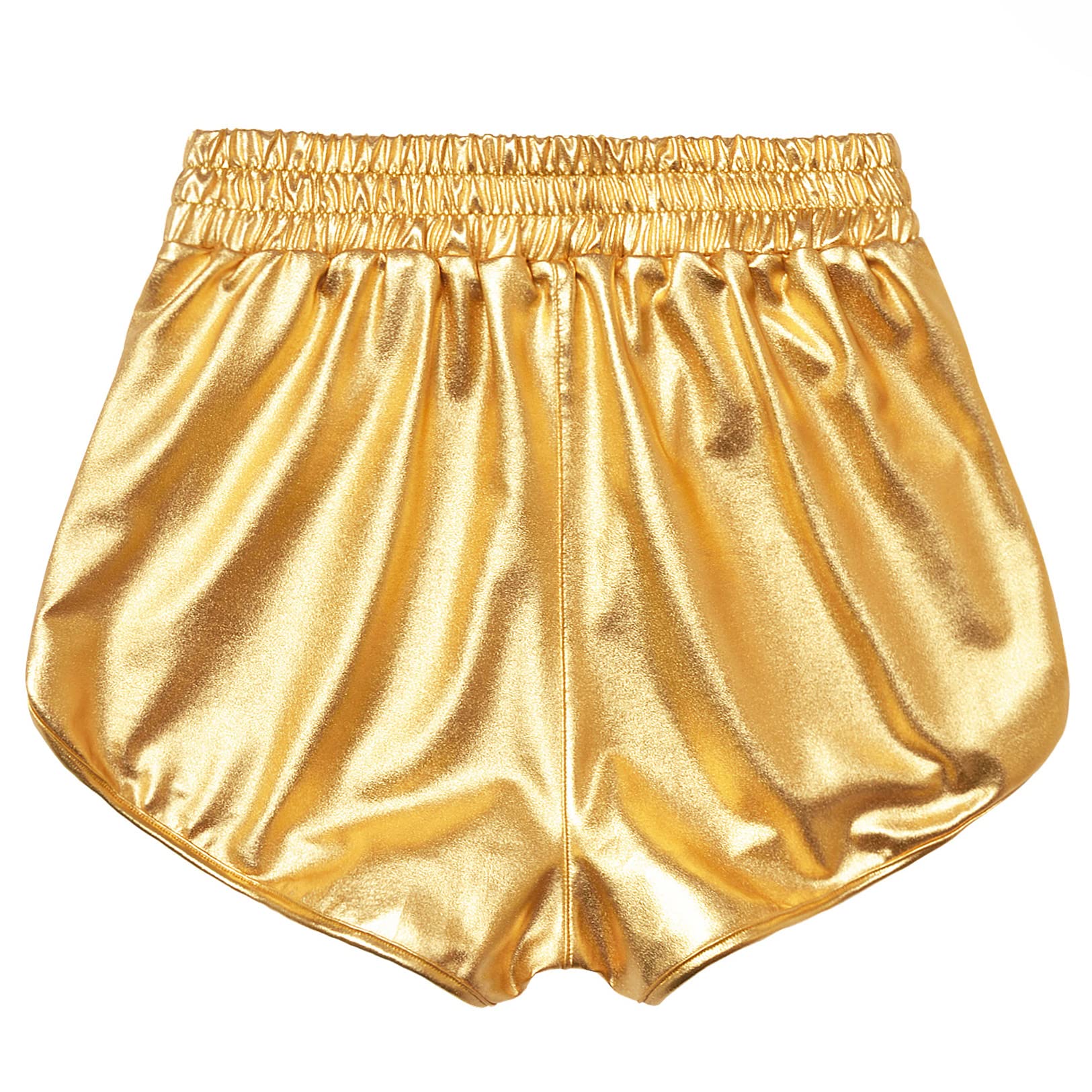 Mirawise Women's Metallic Shorts Gold Summer Yoga Hot Shiny Sparkly Extra Small Outfit Short Pants with Sunglasses