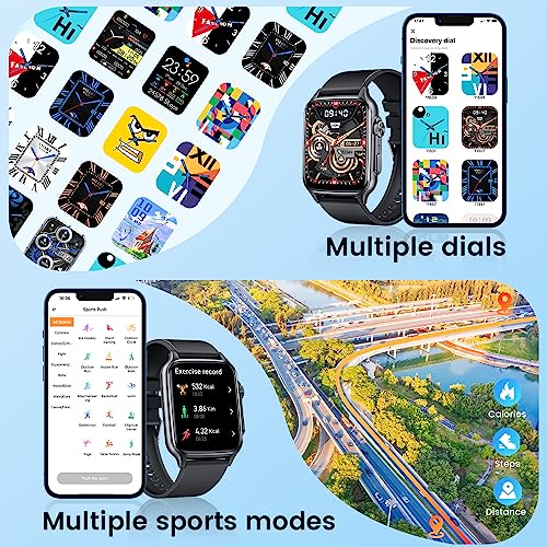 Smart Watch Men Fitness Tracker: 2.0“ Touch Screen Watches Waterproof for Call Heart Rate Blood Pressure Sleep Monitor Digital Step Sport Running Smartwatch Bluetooth Compatible Android with iOS Phone