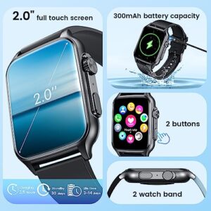 Smart Watch Men Fitness Tracker: 2.0“ Touch Screen Watches Waterproof for Call Heart Rate Blood Pressure Sleep Monitor Digital Step Sport Running Smartwatch Bluetooth Compatible Android with iOS Phone