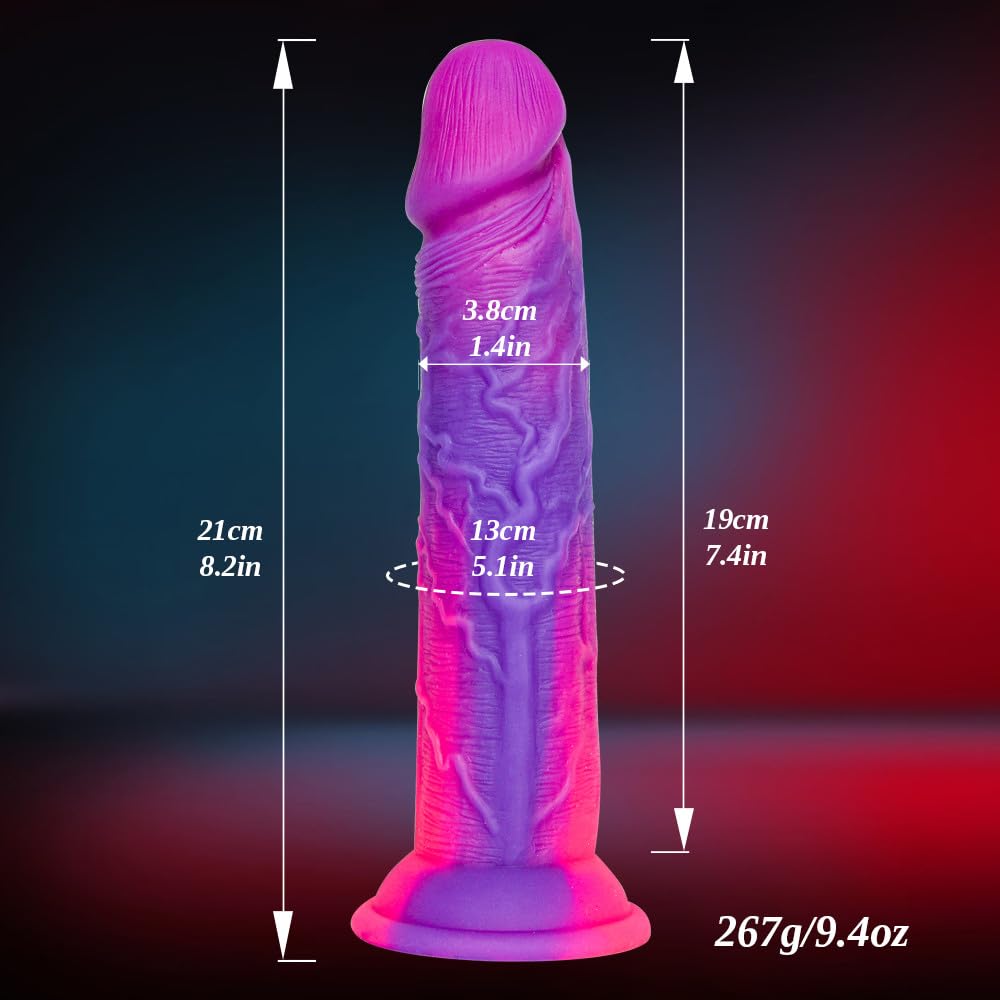 Liquid Silicone Realistic Anal Dildo with Strong Suction Cup for Hand-Free Play, 8 Inch Soft G Spot Dildo for Women Men Lesbians, Realistic Lifelike Penis Pink Thick Dildo Adult Sex Toys for Couples