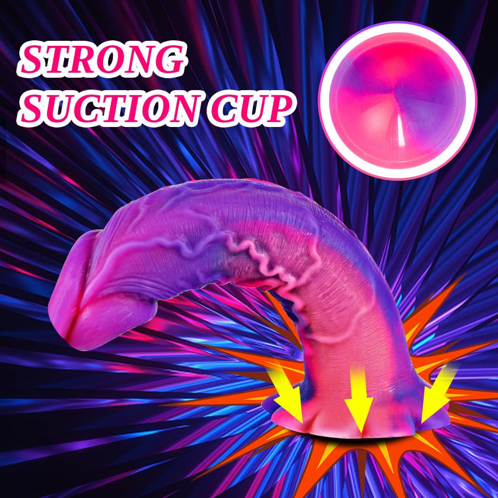 Liquid Silicone Realistic Anal Dildo with Strong Suction Cup for Hand-Free Play, 8 Inch Soft G Spot Dildo for Women Men Lesbians, Realistic Lifelike Penis Pink Thick Dildo Adult Sex Toys for Couples