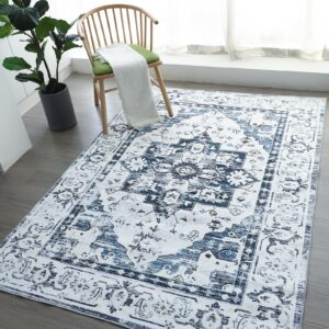 QD-Udreamy 8x10 Area Rugs - Machine Washable Area Rugs 8x10 for Living Room, Soft Washable Rugs 8x10, Non-Slip Washable Area Rug, Stain Resistant Boho Low Pile Thin washable rug 8x10