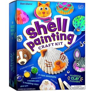 dan&darci kids sea shell painting kit - arts & crafts gifts for boys and girls - easter craft activities kits - creative art activity gift toys for age 6, 7, 8, 9, 10, 11 & 12 year old 8-12