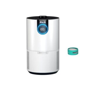 shark hp132 clean sense air purifier with odor neutralizer technology, hepa filter, 500 sq. ft., small room, bedroom, office, captures 99.98% of particles, dust, smoke & allergens, portable, white