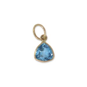 swiss-blue-topaz charm 5mm triangle-shape handmade in 14k yellow gold