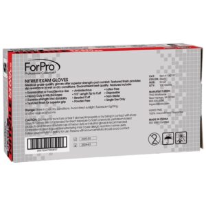 ForPro Disposable Nitrile Exam Gloves, Medical Grade, 4 Mil Extra Protection, Powder-Free, Latex-Free, Non-Sterile, Food Safe, Black, Small, 100-Count