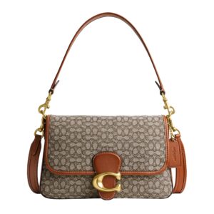 coach mini signature jacquard soft tabby shoulder bag, cocoa burnished amber