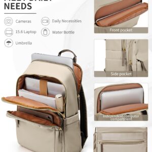 Laptop Backpack Women Teacher Backpack Work Computer Backpack with Laptop Compartment College Waterproof Anti Theft Backpack Casual Daypack Business Travel Backpack for Women Carry On Bag Khaki