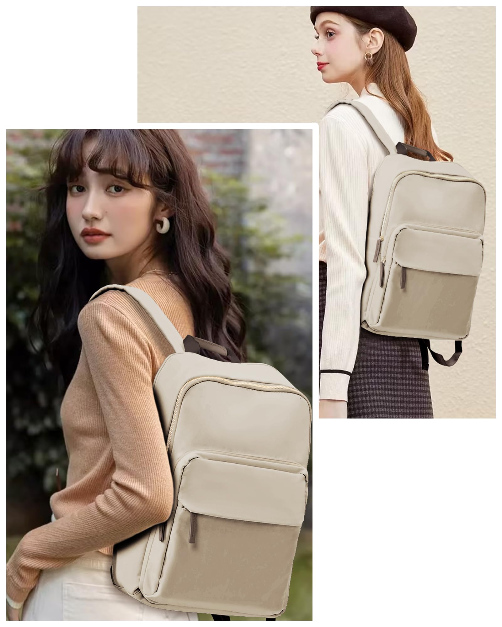 Laptop Backpack Women Teacher Backpack Work Computer Backpack with Laptop Compartment College Waterproof Anti Theft Backpack Casual Daypack Business Travel Backpack for Women Carry On Bag Khaki