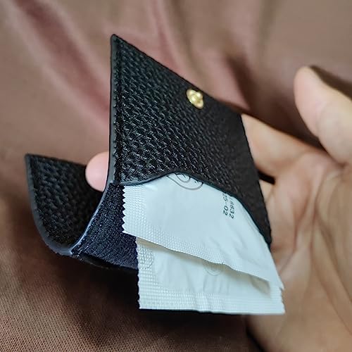 STERCULIA Condom Case for Men Gift PU Leather Square Mini Purse (Black)