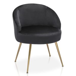 monibloom upholstered velvet accent chair girl's black vanity chair, mid-century modern barrel chair w/golden metal legs, retro leisure reading comfy lounge chair for living room bedroom