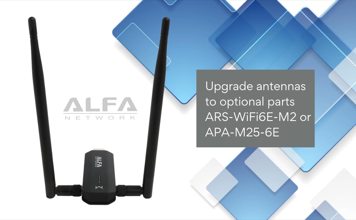 ALFA AWUS036AXM WiFi 6E USB 3.0 USB Adapter, AXE3000 Tri-Band 6Ghz/5.8GHz/2.4GHz, Wireless Gigabit Speed (Up to 3Gbps)