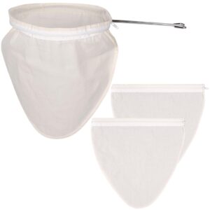 wmkgg ultra fine mesh milk bag strainer, 3-pack reusable cheesecloth nut milk bag with stainless steel handle frame for filter nutmilk, coffee, milk, butter, juices and fresh cheese (large size)