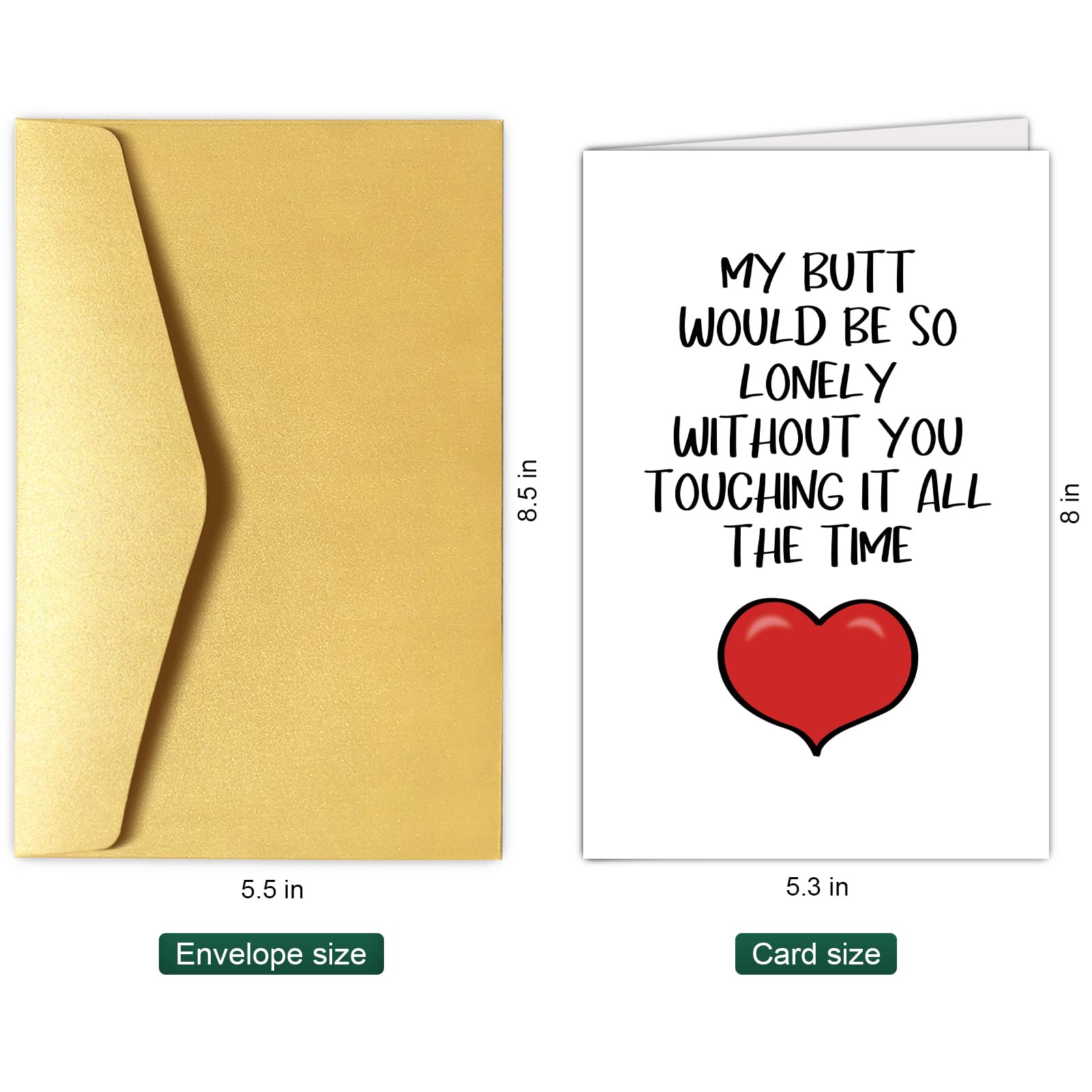 Funny Anniversary Card for Him, Cheeky Birthday Card for Husband Boyfriend Fiance, Valentines Day Card, My Butt Would Be So Lonely Without You Touching It All The Time