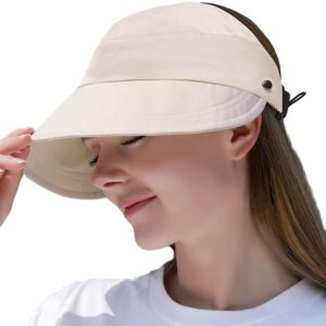 womens wide visor brim sun hat quick dry sun protection visor cap summer travel baseball hat golf outdoor teens (s/m)