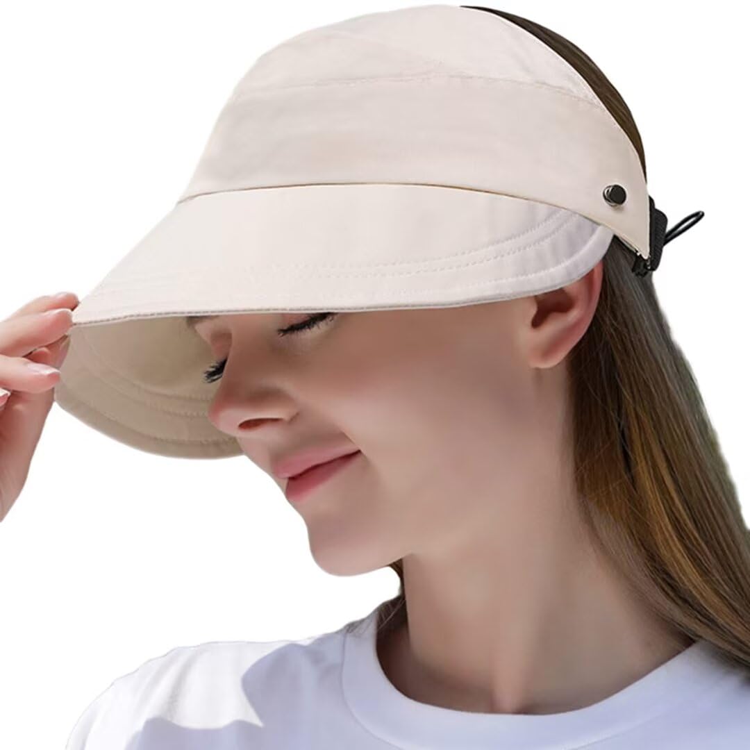 Womens Wide Visor Brim Sun Hat Quick Dry Sun Protection Visor Cap Summer Travel Baseball Hat Golf Outdoor Teens (S/M)