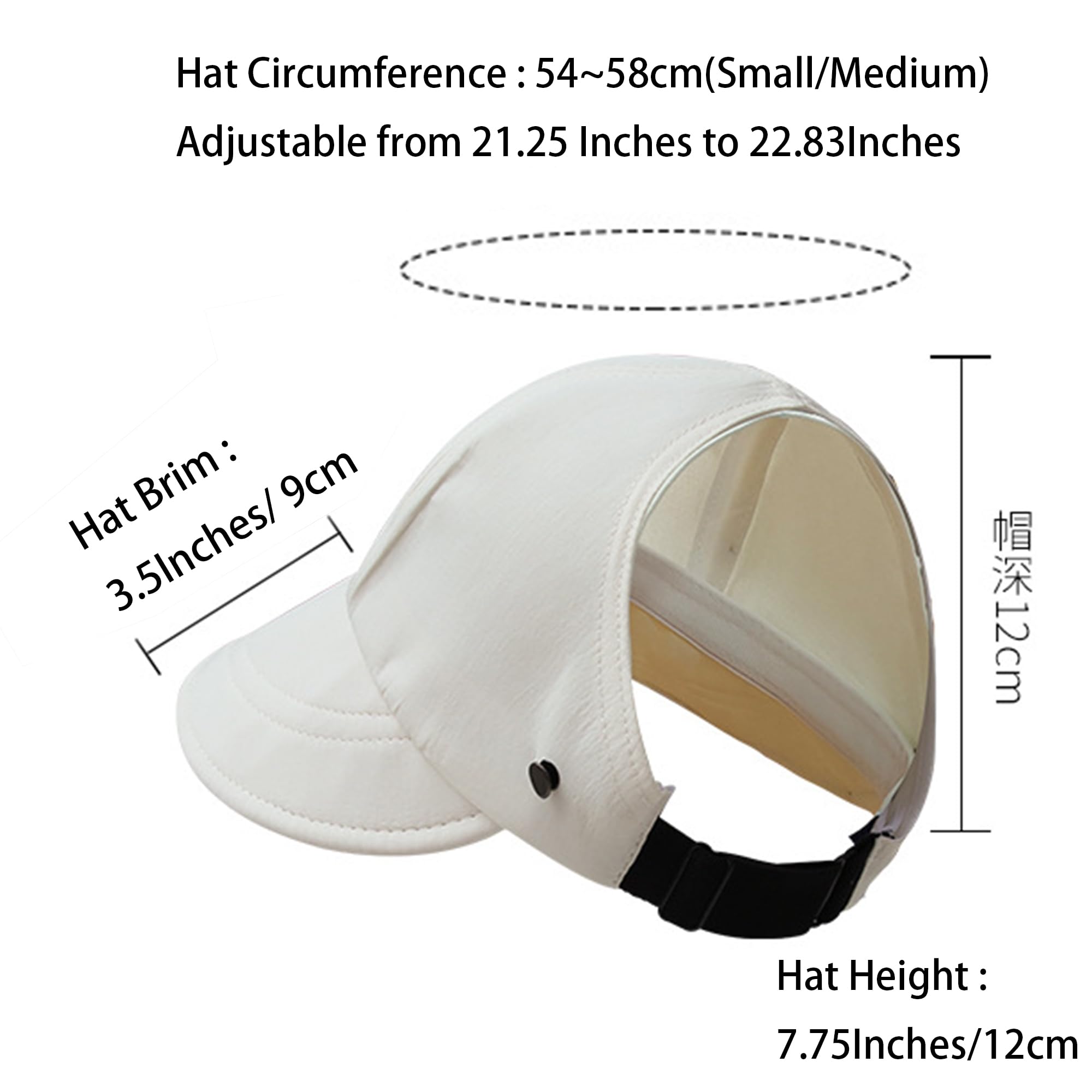 Womens Wide Visor Brim Sun Hat Quick Dry Sun Protection Visor Cap Summer Travel Baseball Hat Golf Outdoor Teens (S/M)