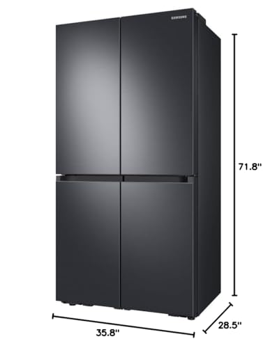 SAMSUNG RF23A9071SG 36 Inch Smart Freestanding Counter Depth 4 Door French Door Refrigerator in Black Stainless Steel