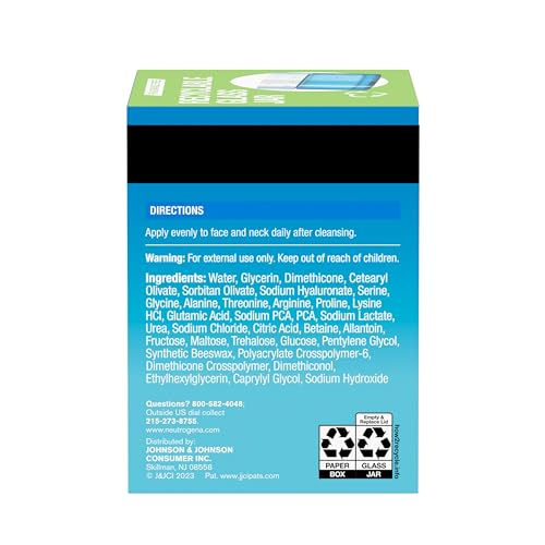 Neutrogena Hydro Boost Fragrance Free Face Moisturizer with Hyaluronic Acid for Dry Skin, Water Gel Moisturizer For a Refreshing Burst of Hydration & Glowing Skin, Non-Comedogenic, 1.7 oz