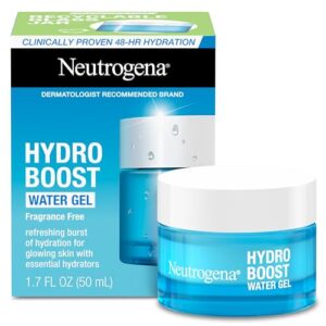 neutrogena hydro boost fragrance free face moisturizer with hyaluronic acid for dry skin, water gel moisturizer for a refreshing burst of hydration & glowing skin, non-comedogenic, 1.7 oz