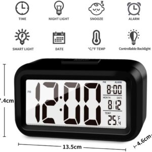 KAIJIELY 4.5" Display-Digital Clock with Large Screen,Night Light Digital Clock with Temperature Display,Alarm Clock with Battery Powered,Office,Kids,Elder Snooze Clock(STYLE B)