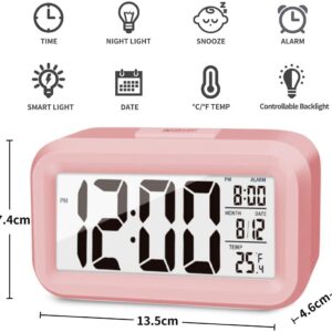 KAIJIELY 4.5" Display-Digital Clock with Large Screen,Night Light Digital Clock with Temperature Display,Alarm Clock with Battery Powered,Office,Kids,Elder Snooze Clock(STYLE B)