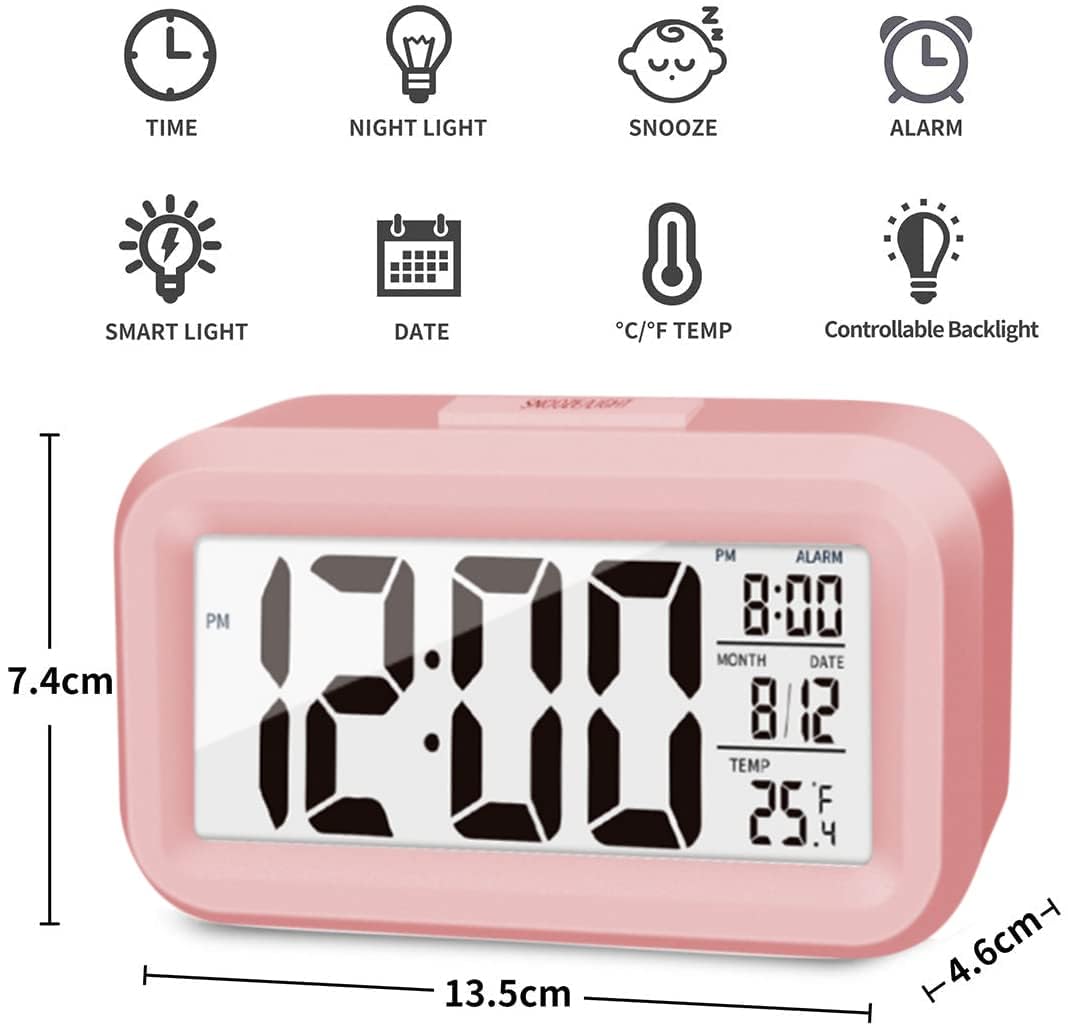 KAIJIELY 4.5" Display-Digital Clock with Large Screen,Night Light Digital Clock with Temperature Display,Alarm Clock with Battery Powered,Office,Kids,Elder Snooze Clock(STYLE B)