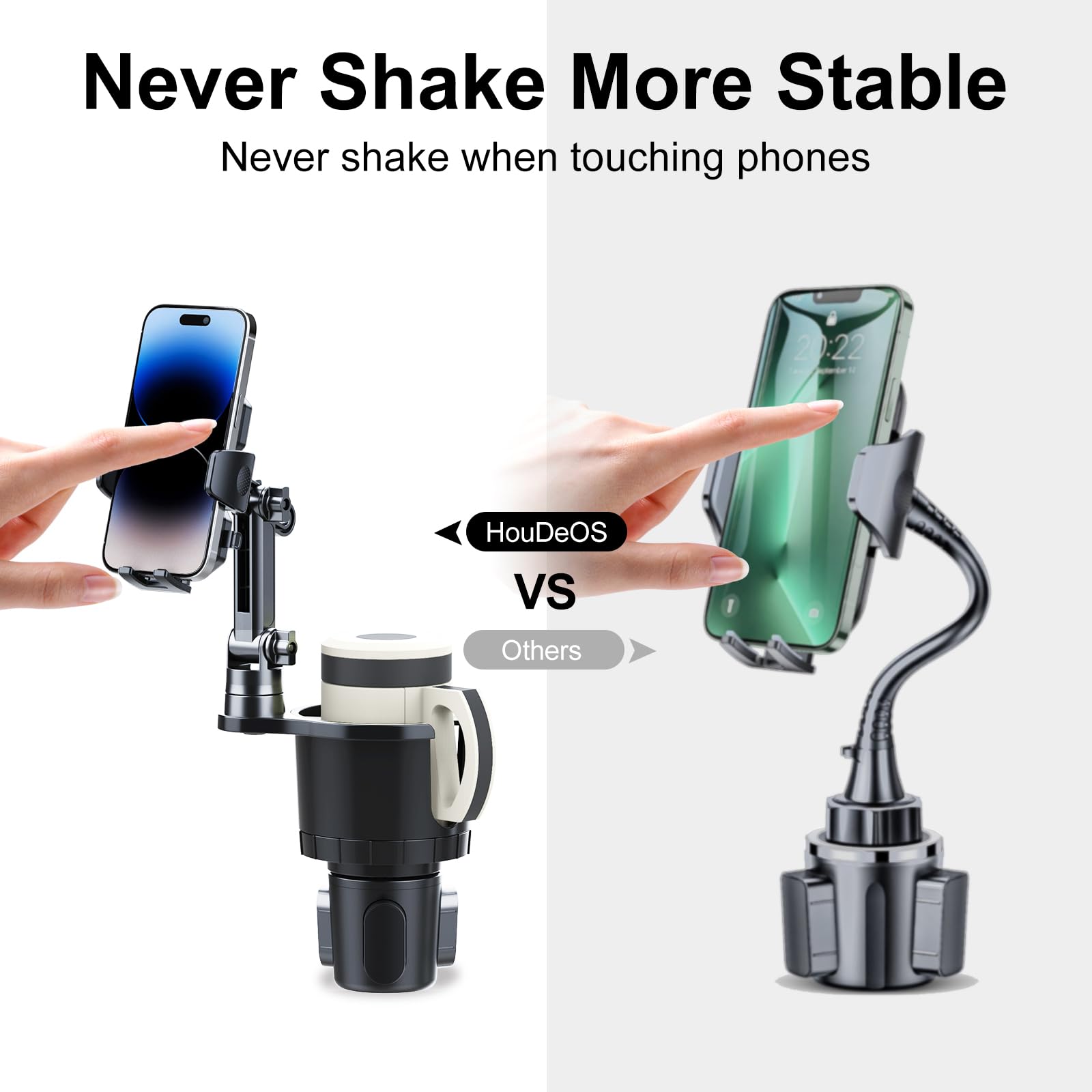 Cup Holder Phone Mount for Car, Adjustable Cup Holder Base Diameter Range is 2.5"- 4.1", Suitable for Most Car, Height and Angle Adjustment, Compatible with Most Smart Phones