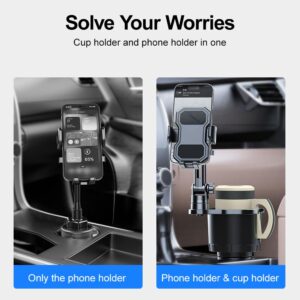 Cup Holder Phone Mount for Car, Adjustable Cup Holder Base Diameter Range is 2.5"- 4.1", Suitable for Most Car, Height and Angle Adjustment, Compatible with Most Smart Phones