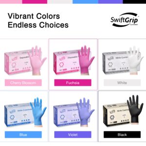 SwiftGrip Disposable Nitrile Exam Gloves, 3-mil, Large, Box of 50, Violet Nitrile Gloves Disposable Latex Free for Medical, Cleaning, Cooking & Esthetician, Food-Safe, Powder-Free, Non-Sterile, Purple