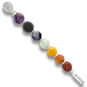 empyreal stones 7 chakra healing crystal wand | powerful energy balancing & aura cleansing healing stick, spiritual, reiki, meditation (7 chakra disc)