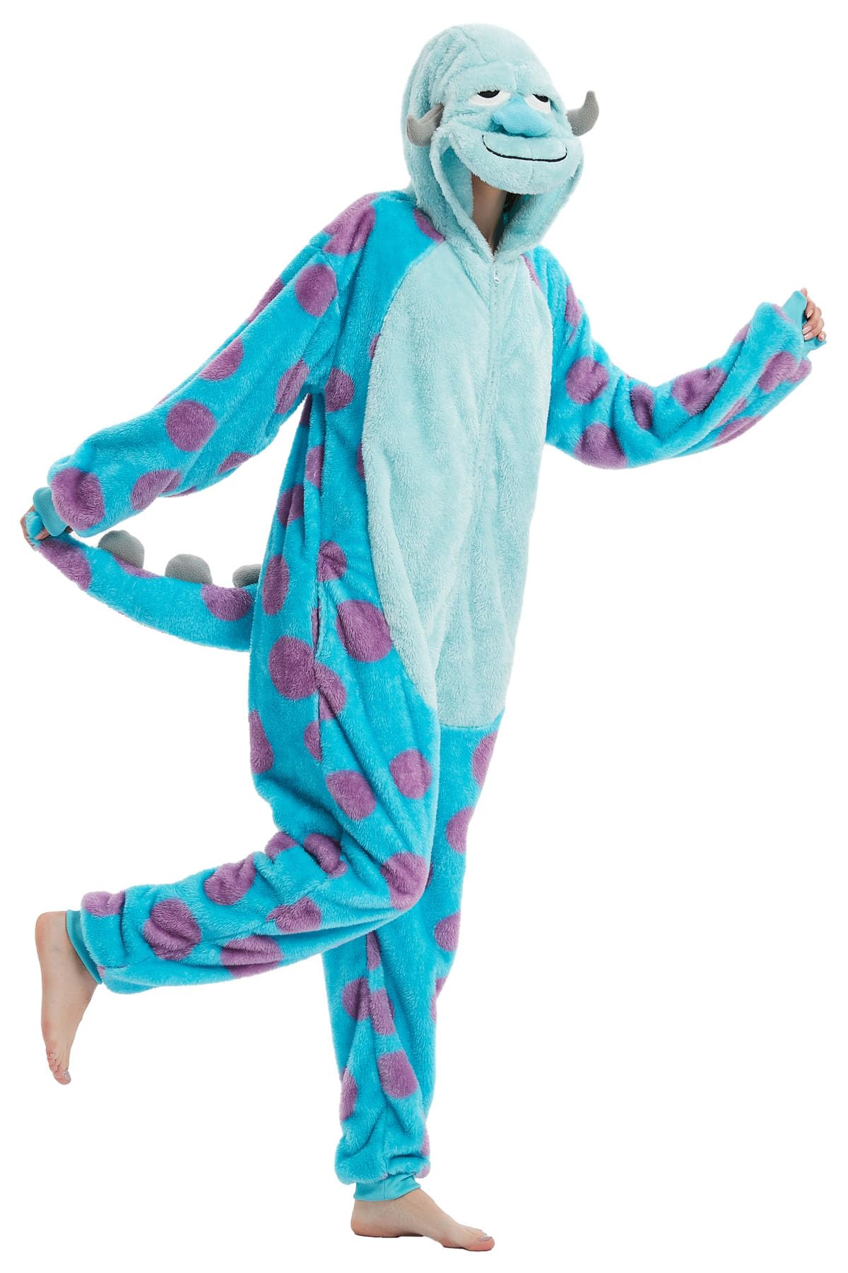 Sqlszt Animal Sulley Monster Onesie Adult Sullivan One Piece Pajamas Unisex Cosplay Costume For Women Men Blue S