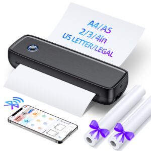 aixiqee portable-wireless-printer, thermal-bluetooth-printer for travel, impact pos printer support 8.5" x 11" us letter&legal, a4&a5 thermal paper, compatible with android and ios phone&laptop