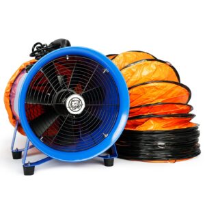 520w/12inches utility blower,3350 r/min high velocity low noise portable ventilator exhaust fan with 33ft pvc flexible duct hose, heavy duty cylinder fan for home,workplace fume exhaust & ventilation