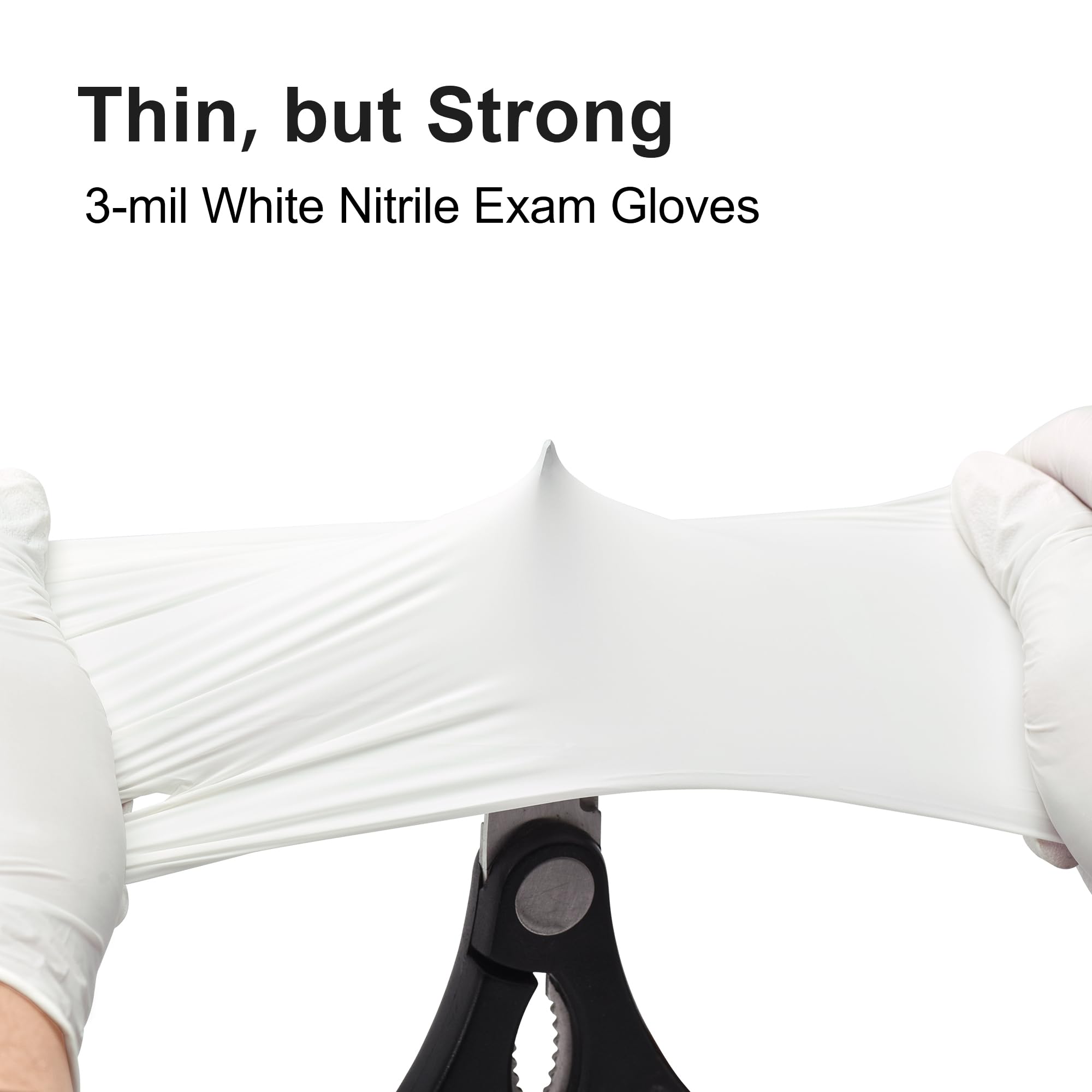 SwiftGrip Disposable Nitrile Exam Gloves, 3-mil, Large, Box of 50, White Nitrile Gloves Disposable Latex Free for Medical, Cleaning, Cooking & Esthetician, Food-Safe, Powder-Free, Non-Sterile